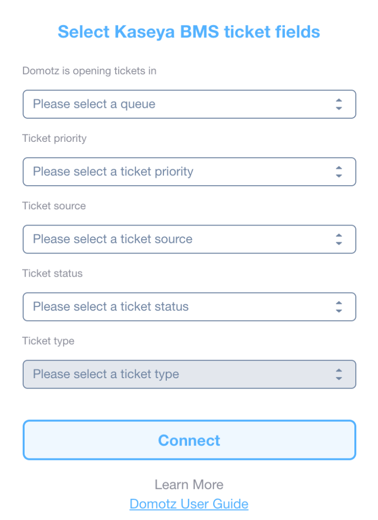 Domotz Kaseya BMS integration - Setting up Domotz with Kaseya BMS