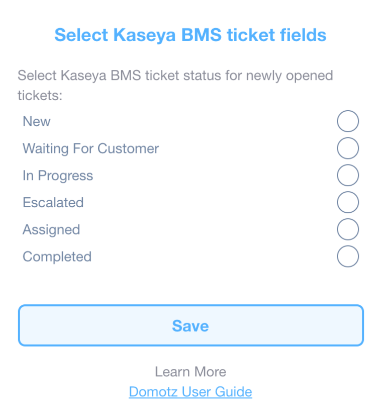 Domotz Kaseya BMS integration - Setting up Domotz with Kaseya BMS