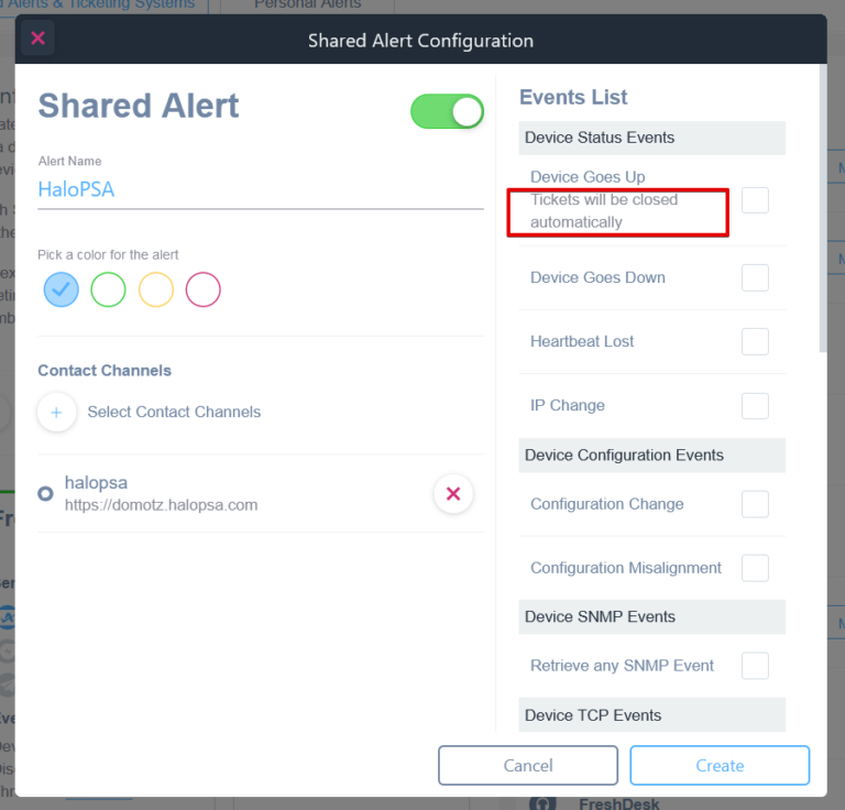 Domotz HaloPSA integration - Configure the integration