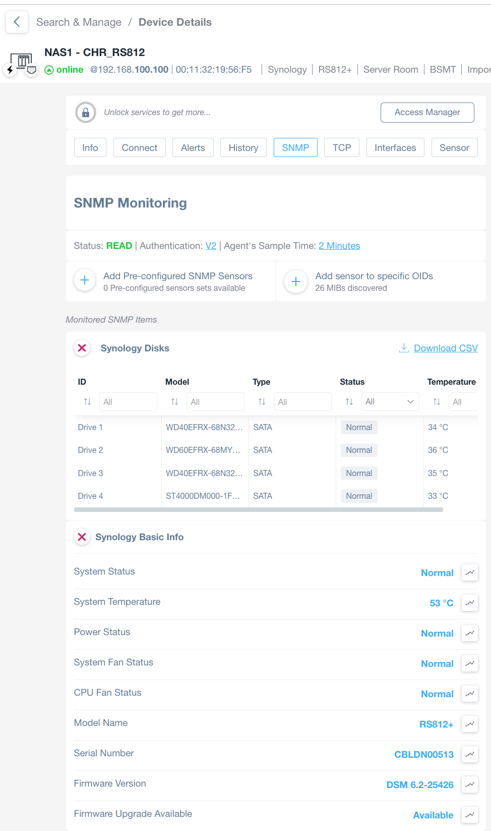 Domotz Release Notes - SNMP templates for Synology, LLDP, ILO