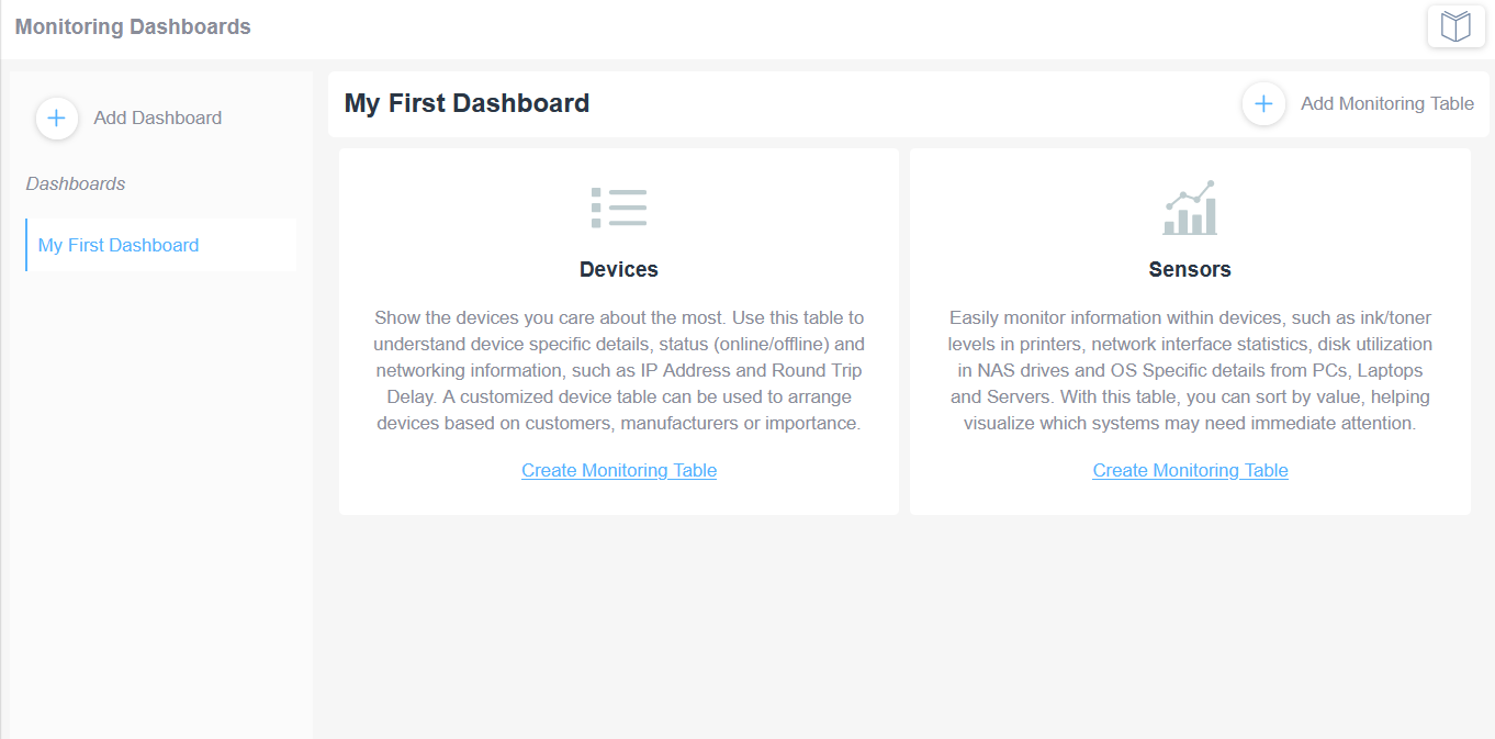Custom Monitoring Dashboards and Monitoring Tables
