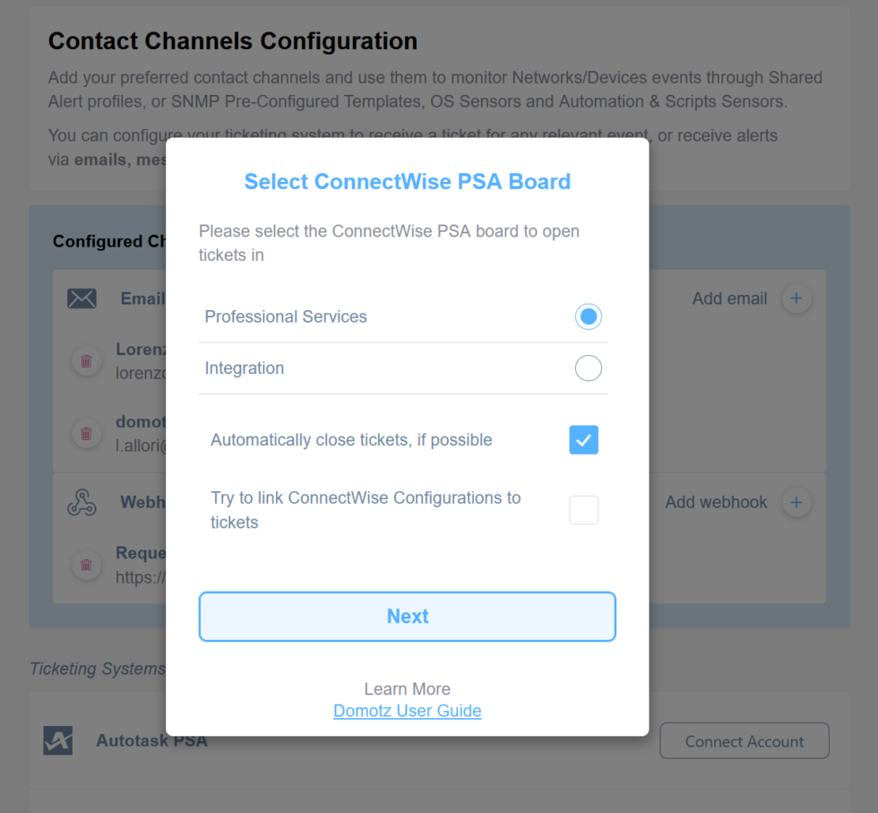 How To Set Up The Domotz Connectwise Psa Integration