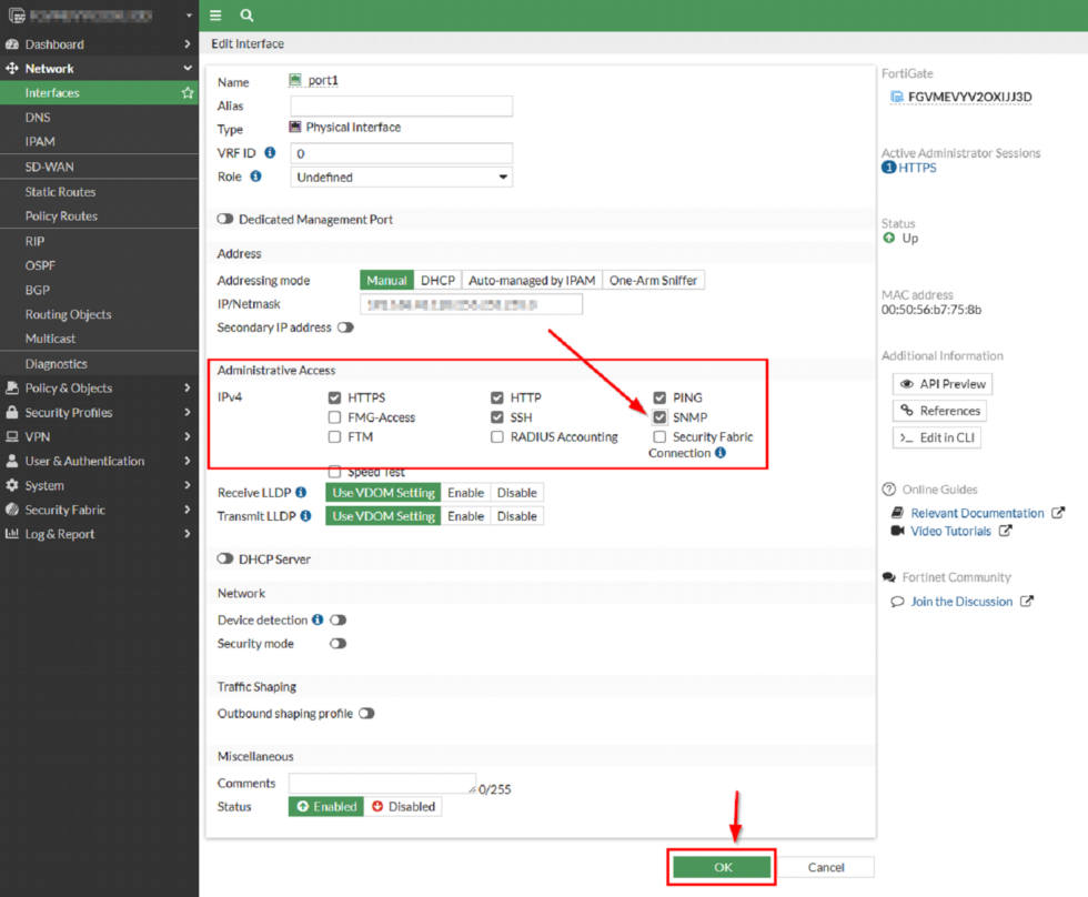 How to configure SNMP on a FortiGate - Domotz Help Center